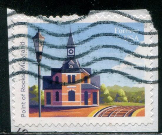 5758 US (63c) Railroad Stations - Point of Rocks SA, used on paper ...