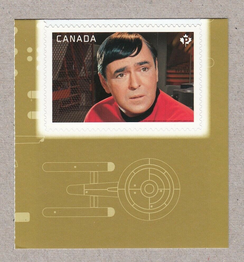 STAR TREK 50th Ann. = JAMES DOOHAN as SCOTTY stamp cut fr Booklet ...