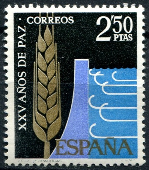 Spain Sc#1234 MH/Unused, 2.50p multi, 25th Anniversary of End of ...