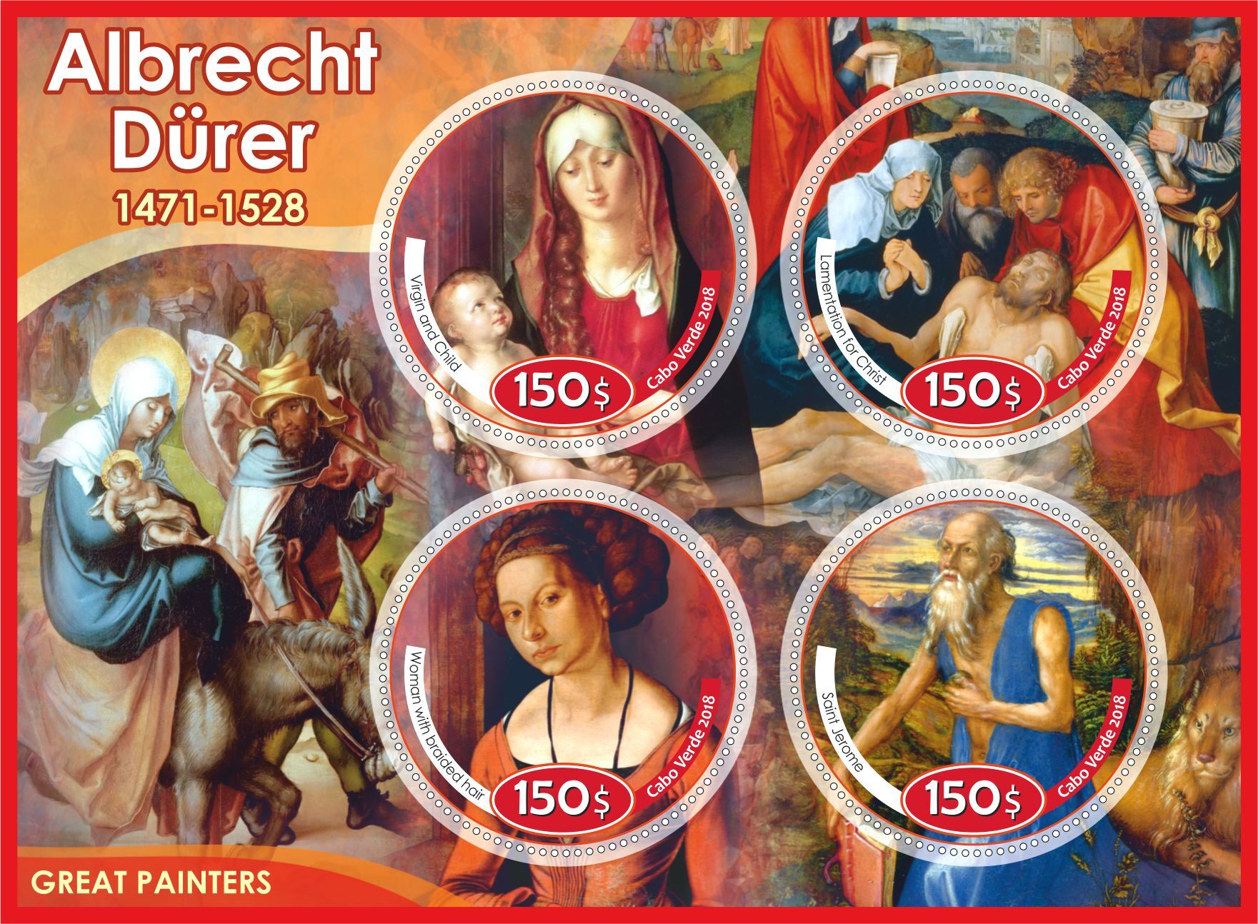 Stamps. Art, painting, Albrecht Durer 2018 1+1 sheets perforated ...