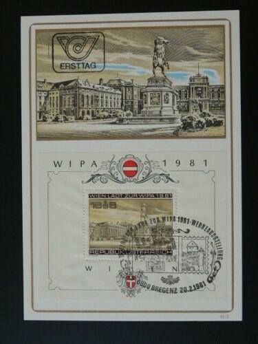architecture Hofburg Palace WIPA 1981 sheetlet maximum card Austria ...