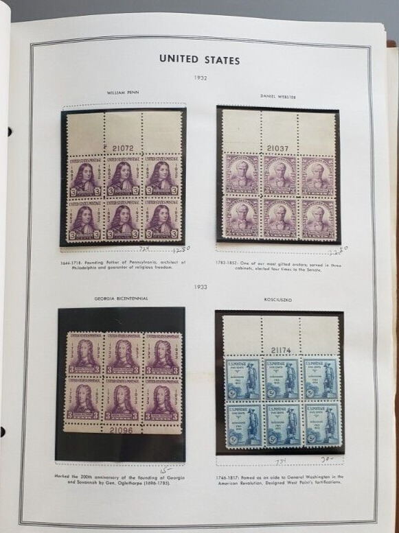 US Plate Block Collection 1932-1960 Very Complete. MNH C.V. $ 3872 ...