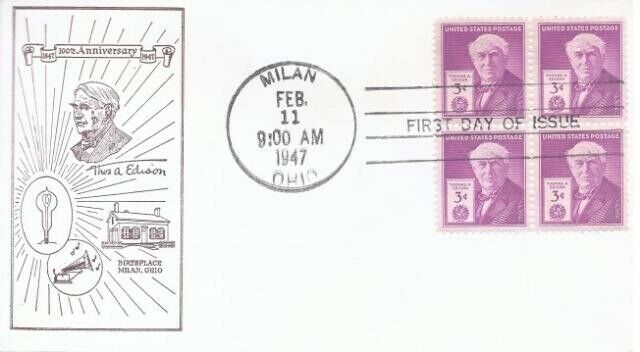 945 3c THOMAS ALVA EDISON - 1st Latto Stamps & Covers | United States ...