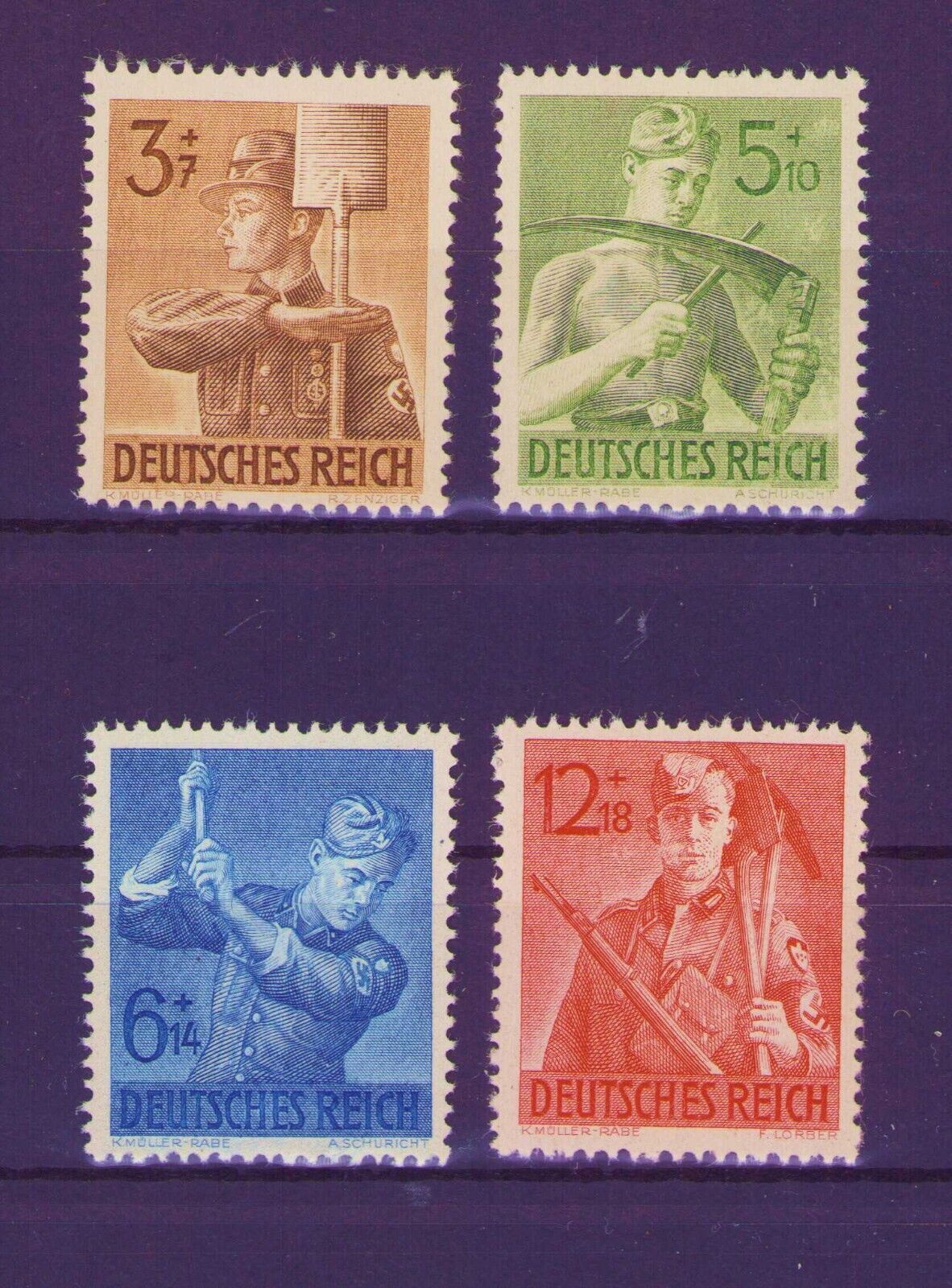 WWII Germany Scott #B237 - B240, 1943 Reich Labor Service Set MNH ...