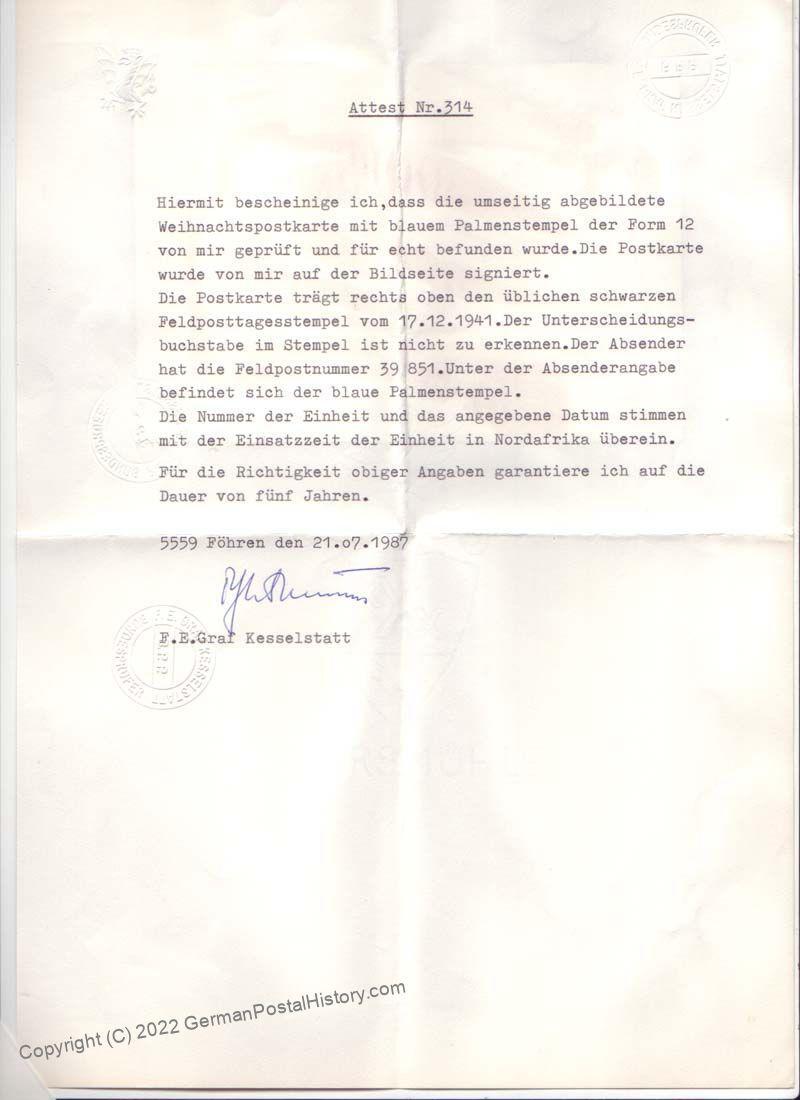 3rd Reich Germany Africa Corps Palm Tree DAK Christmas Palmenstempel ...