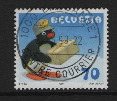 Switzerland #1041 used 1999 Pingu as postman 70c | Europe - Switzerland ...