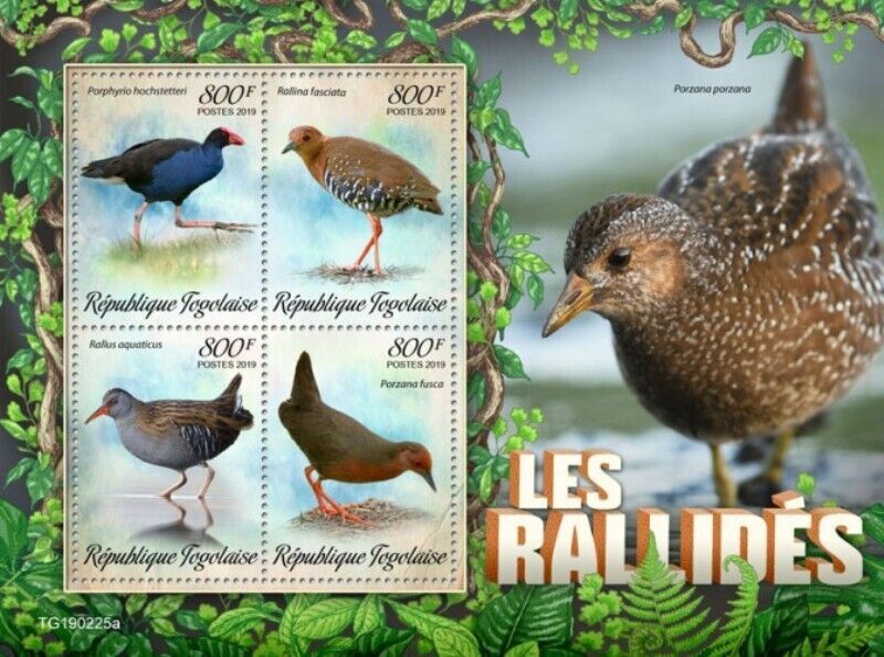 Togo - 2019 Rail Birds on Stamps - 4 Stamp Sheet - TG190225a | Africa ...