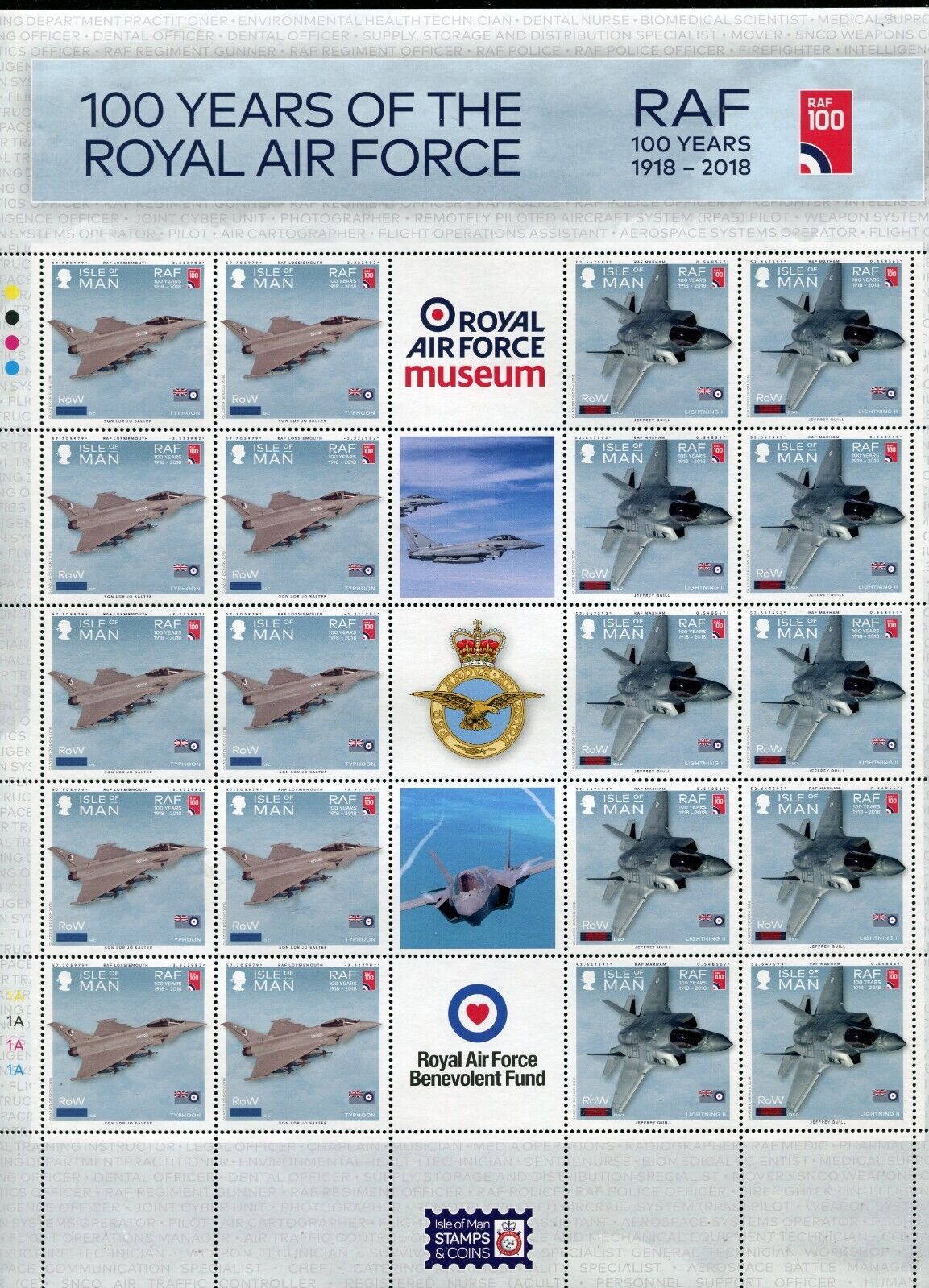 Isle of Man 1912-1919 100 Years of The Royal Airforce Full Stamp Sheets ...