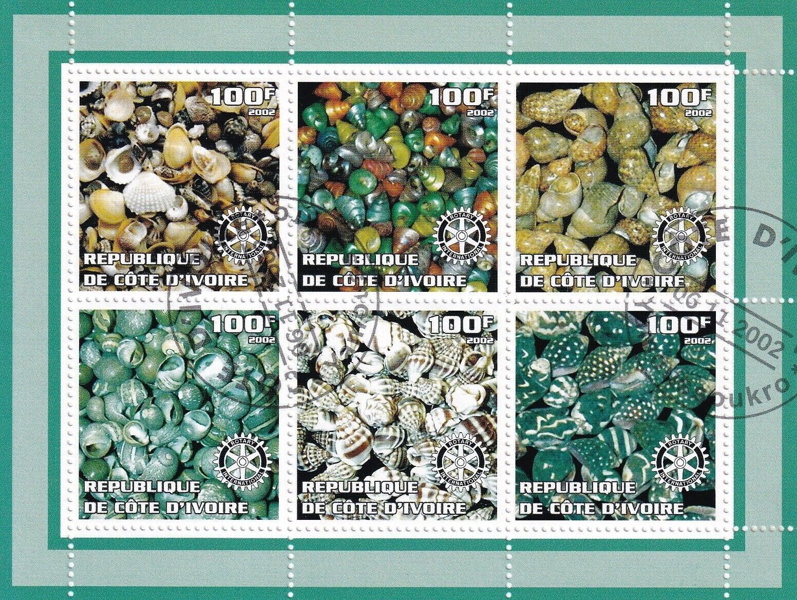 G014 Ivory Coast 2002 sea shells minisheet cinderella | Africa - Ivory ...