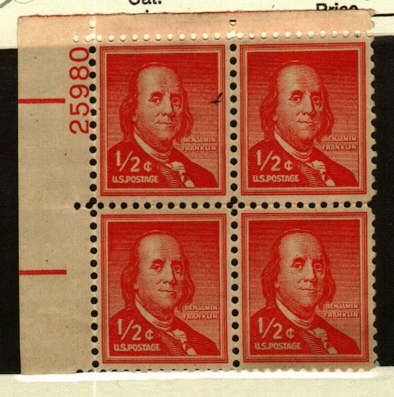 US #1030 Franklin MH Plate Block (4) | United States, General Issue ...