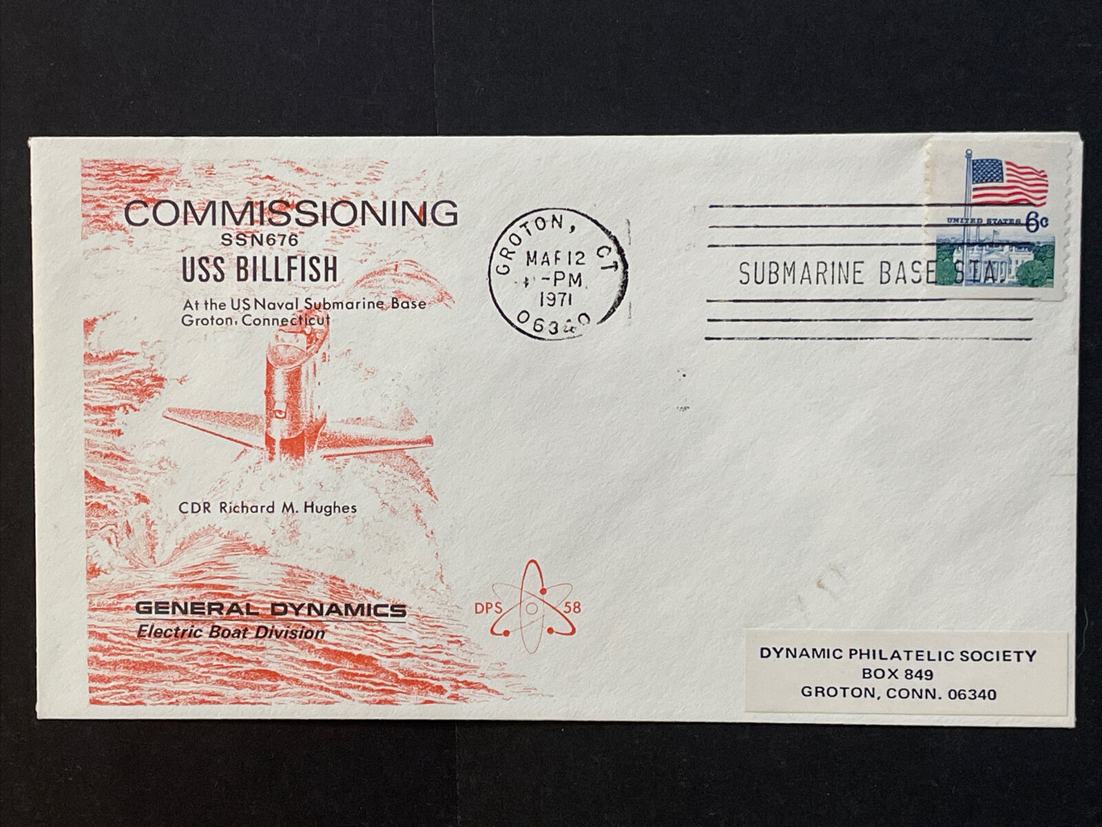 1971 US Navy Submarine Cover USS BILLFISH SSN-676 Commissioning ...