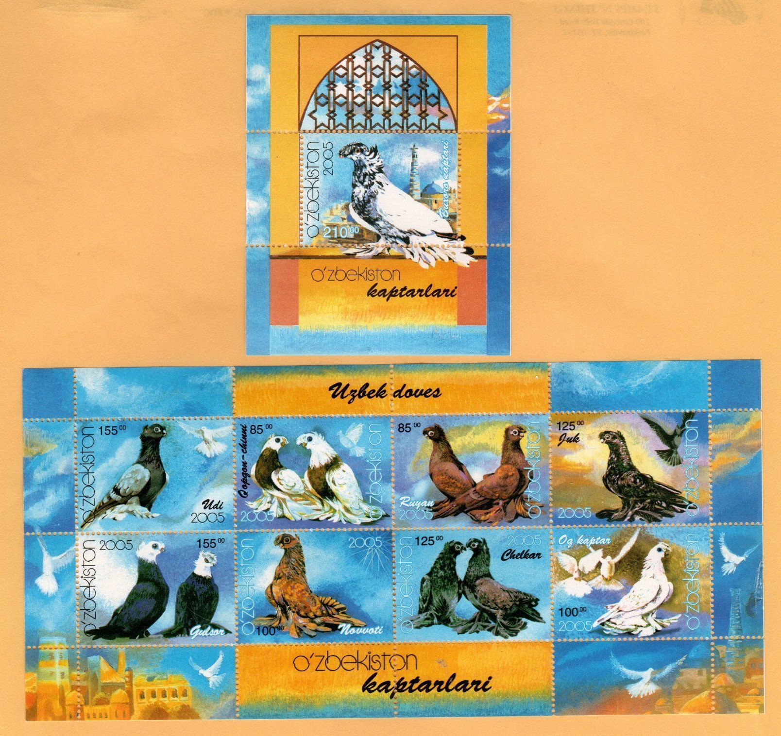 Uzbekistan Pigeons Birds Sheetlet of 8v+ MS 2005 MNH | Europe ...