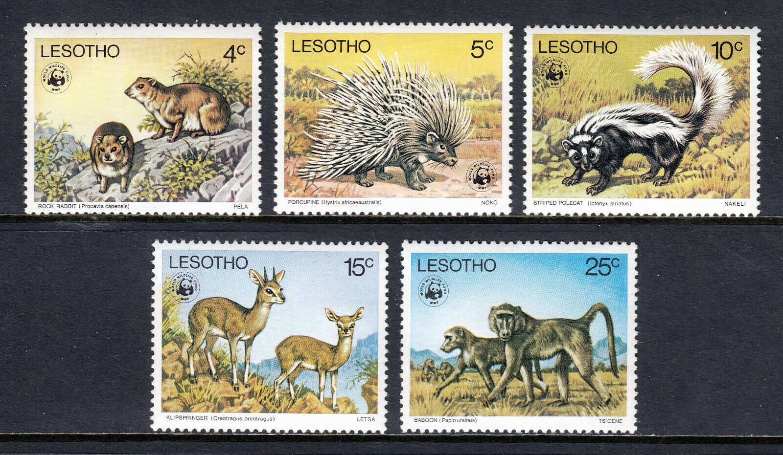 Lesotho — Scott 228-232 —1977 WWF Fauna SET — MNH — SCV $68 | Africa ...