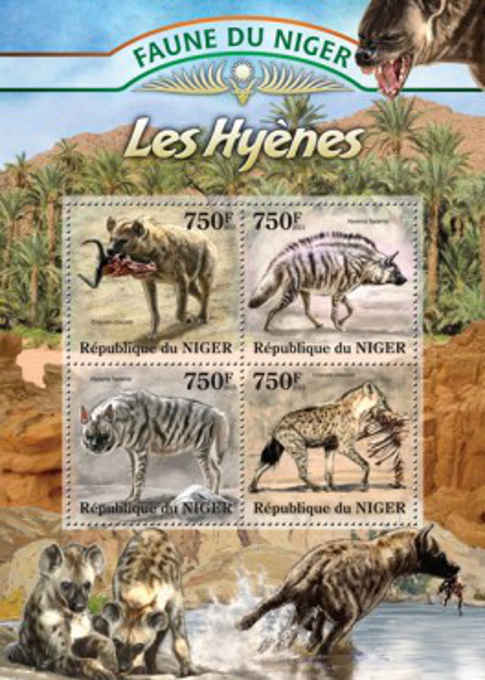Niger - Hyenas - 4 Stamp Sheet - 14A-078 | Africa - Niger, Stamp / HipStamp