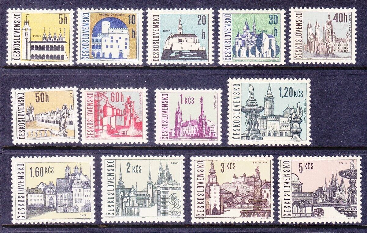 Czechoslovakia 1345-53 MNH 1965-66 Views of Towns Full Set of 13 Very ...