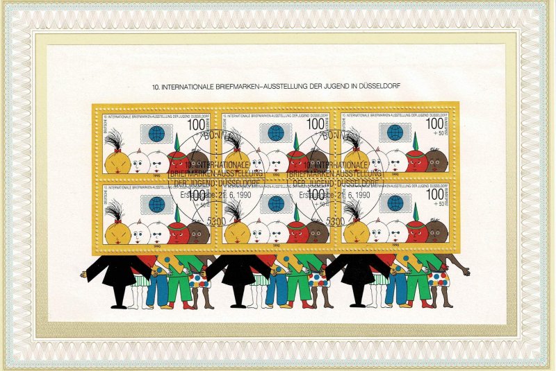 Germany 1990 ,Sc.#B693 used souvenir sheet, Children of Different Races ...