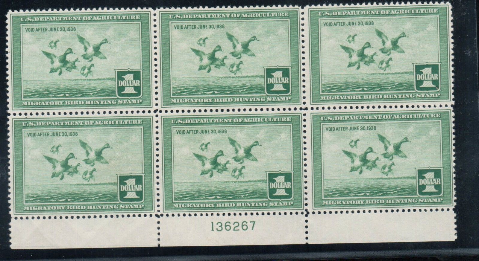 USA #RW4 Very Fine Never Hinged Plate Block Of Six - Usual Light Gum ...