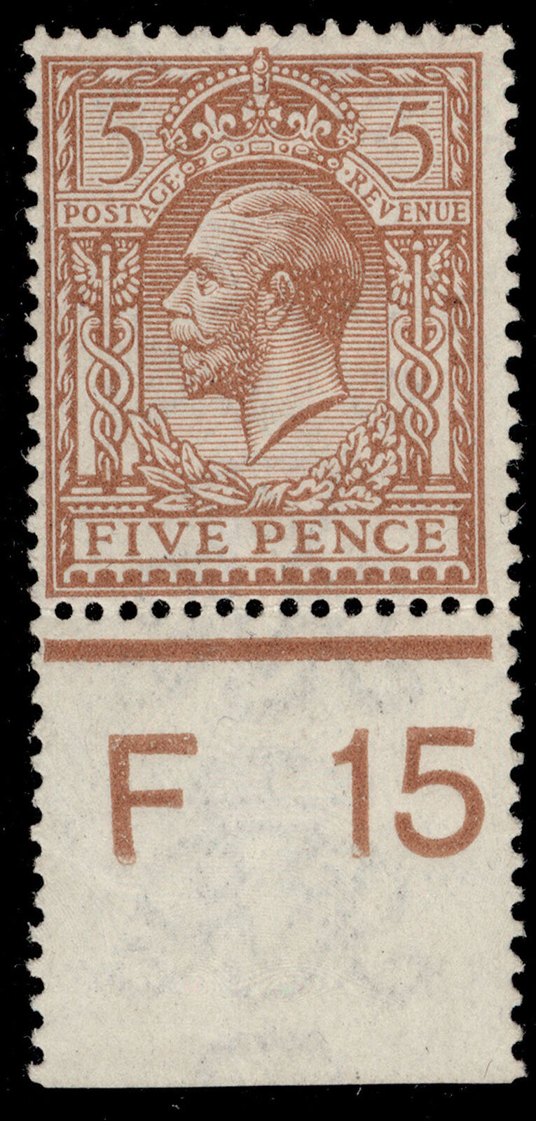 GB GV SG381, 5d brown, M MINT. Cat £18. CONTROL F15 PERF | Great ...