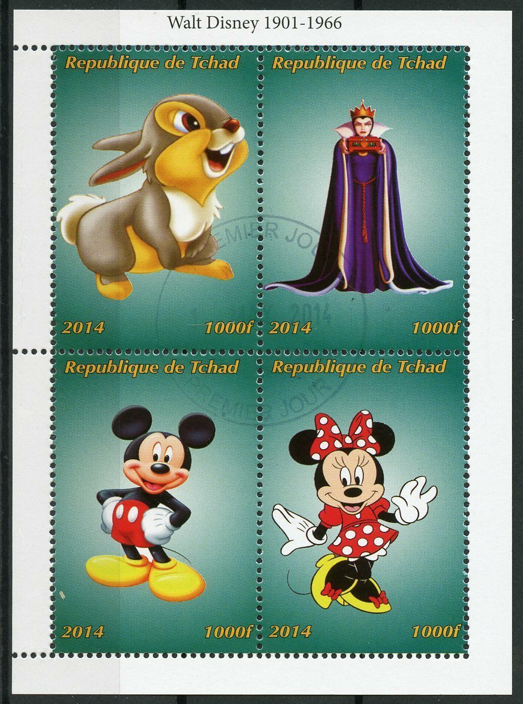 Chad Walt Disney Stamps 2014 CTO Thumper Minnie Mickey Mouse Cartoons ...