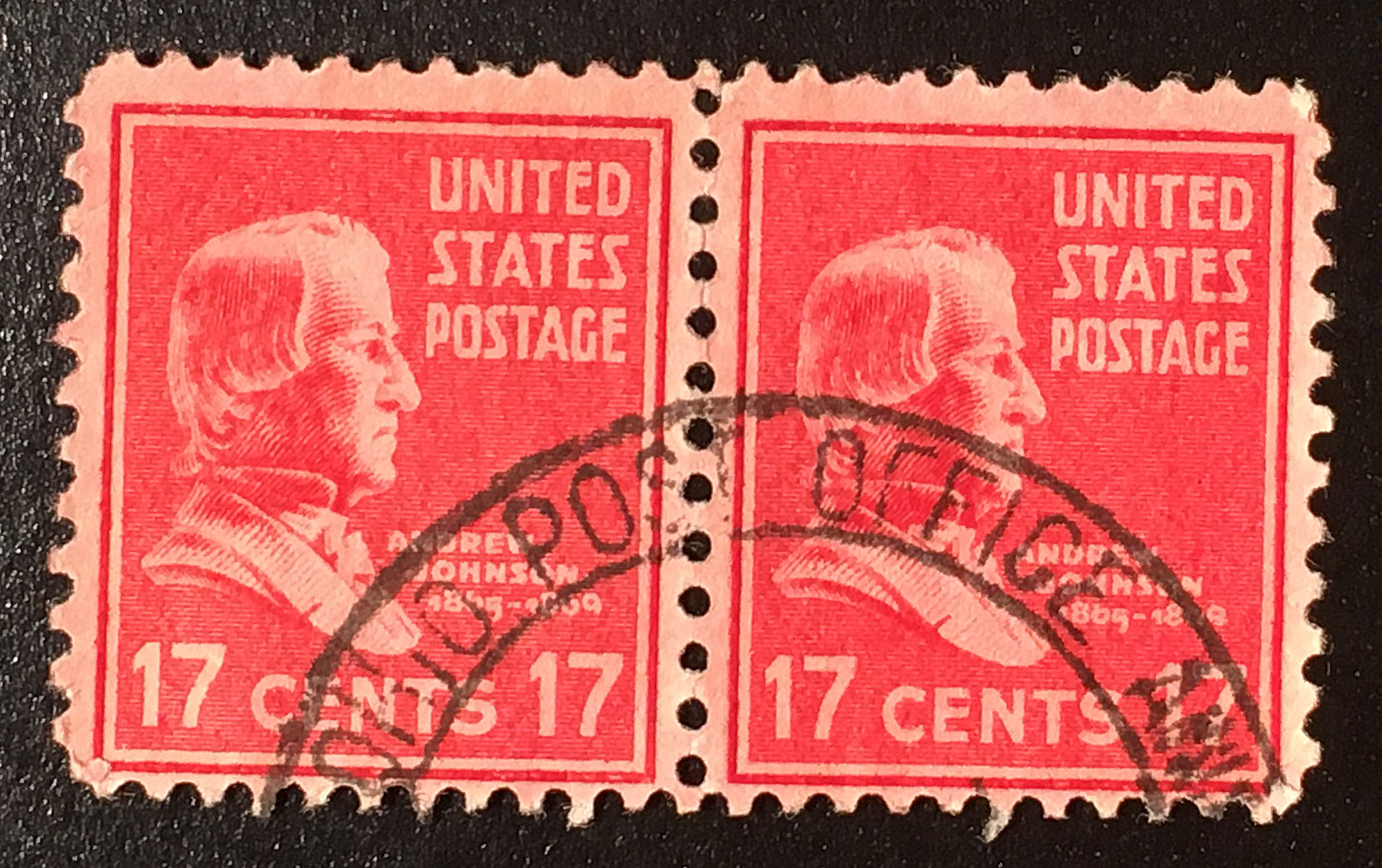 822 Johnson, Presidents, Circ. Pair, Vic's Stamp Stash | United States ...