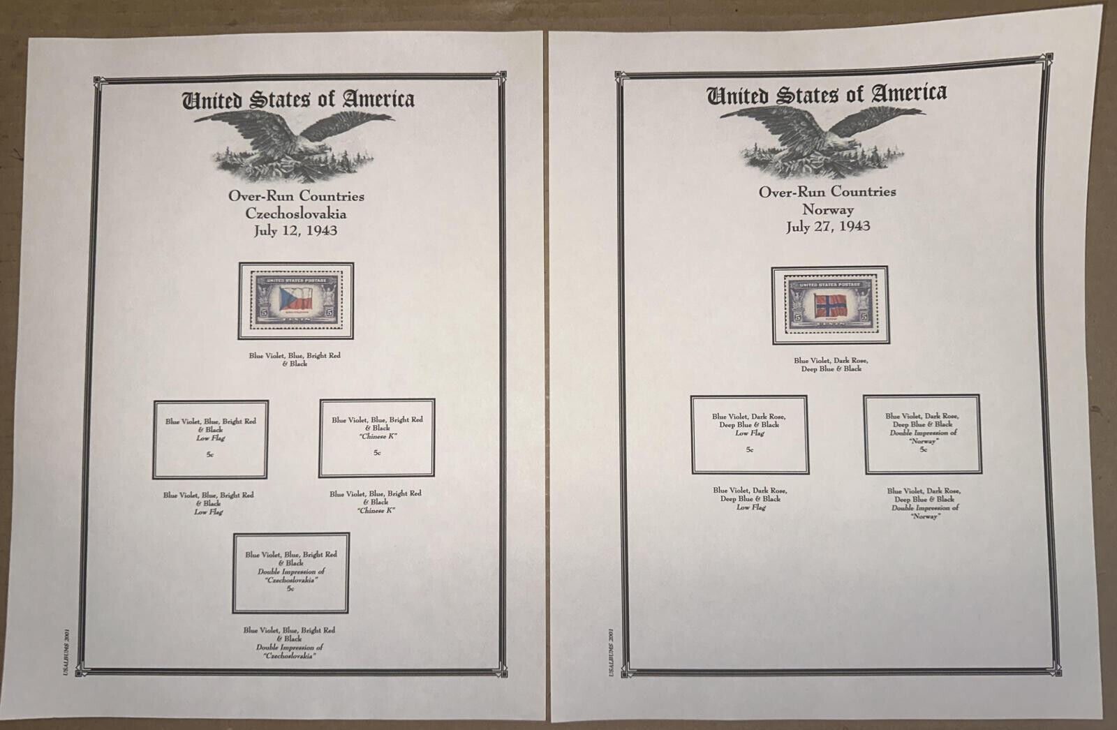 WW2 Patriotic Overrun Countries SET Album Pages for Printing Errors ...