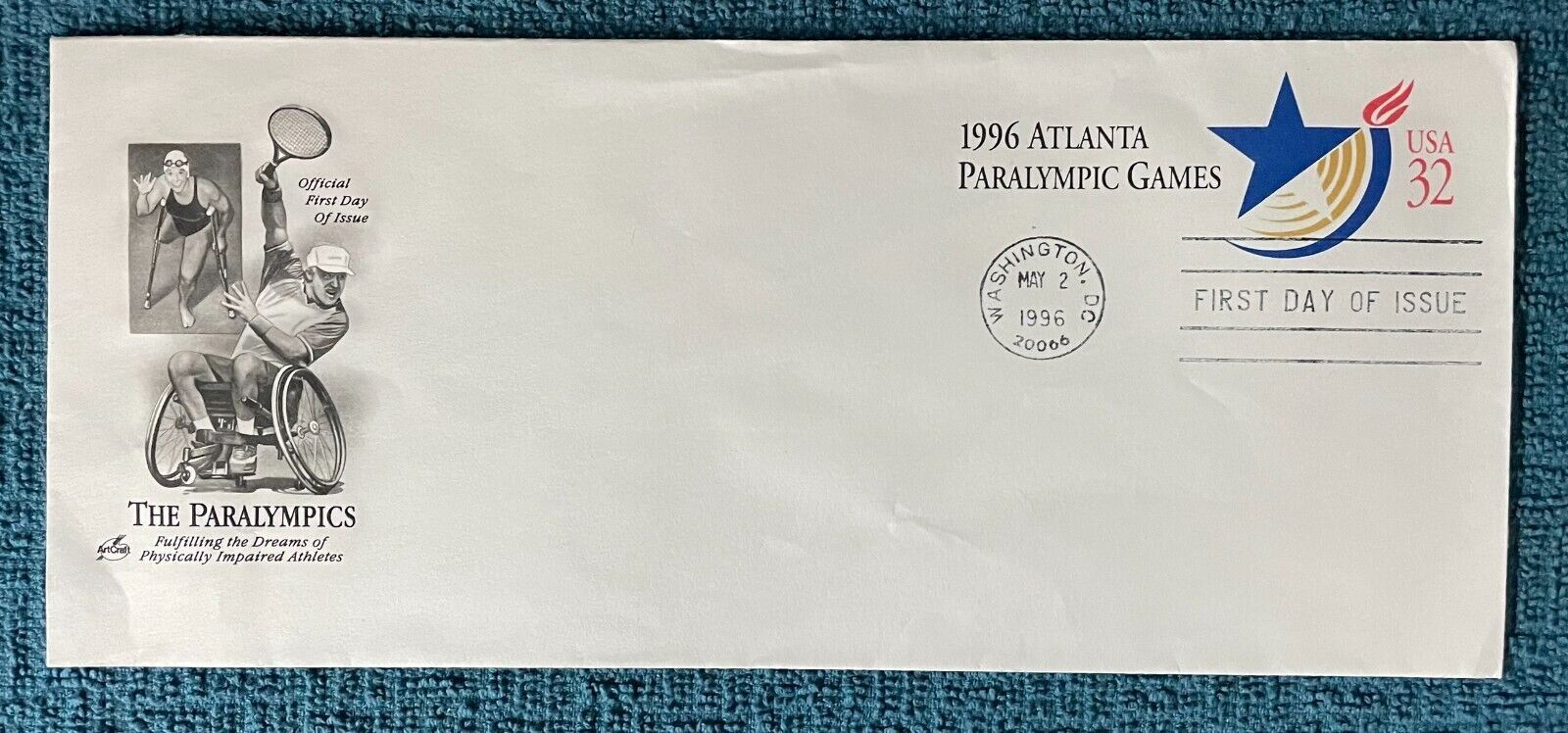 Scott #U641, First Day Cover, 32c 1996 Atlanta Paralympic Games, May 2 ...