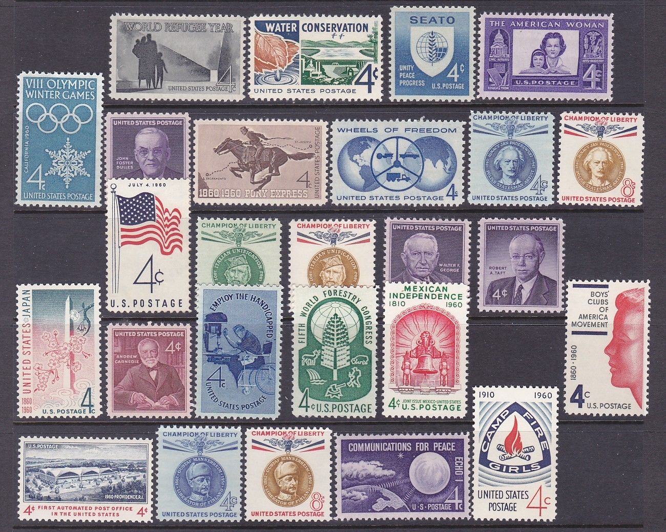 1960 Year Commemorative Postage Stamp Full Year Set Mint Never Hinged ...