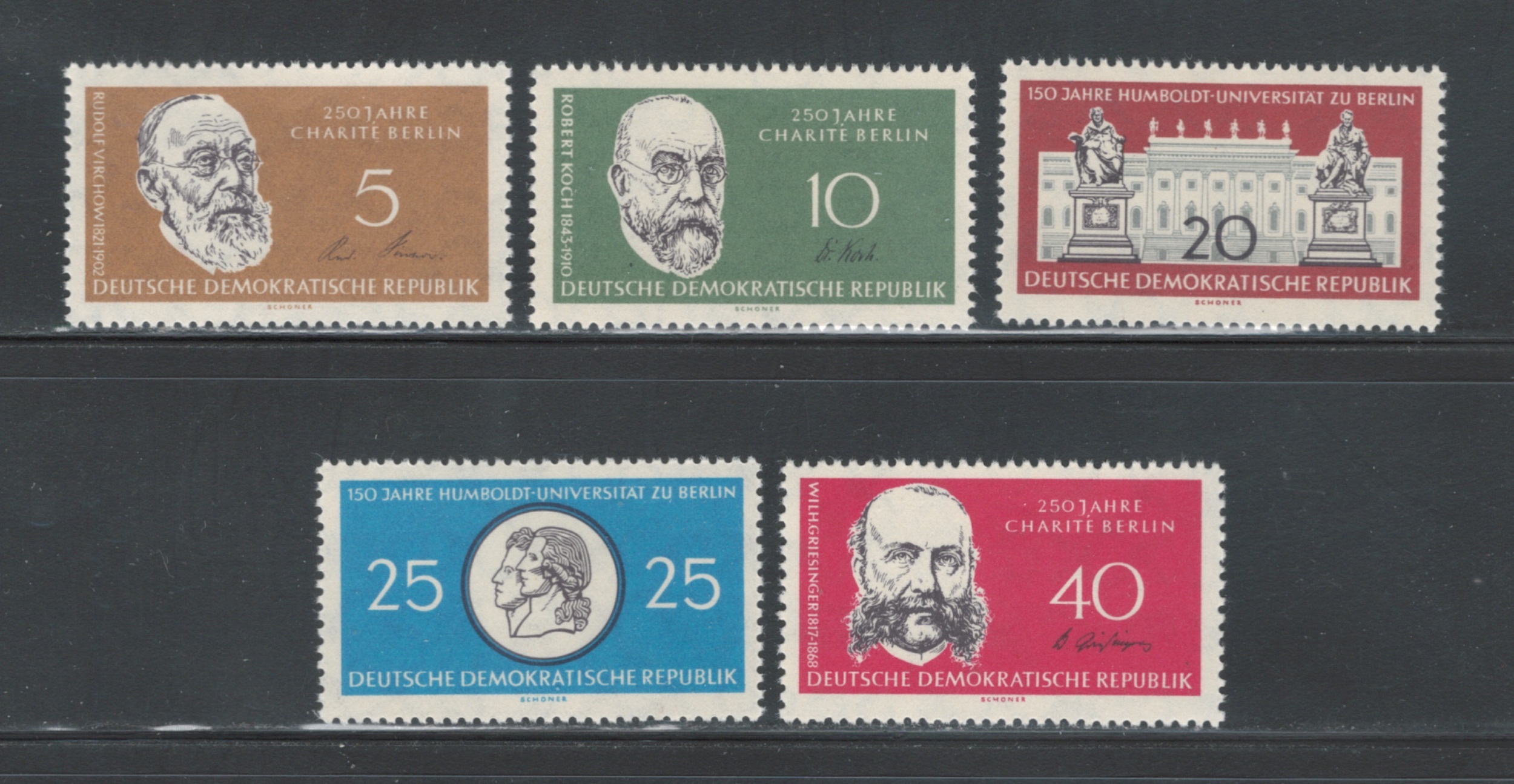German Democratic Republic 1960 Rudolf Virchow Scott # 520 - 524 MNH ...