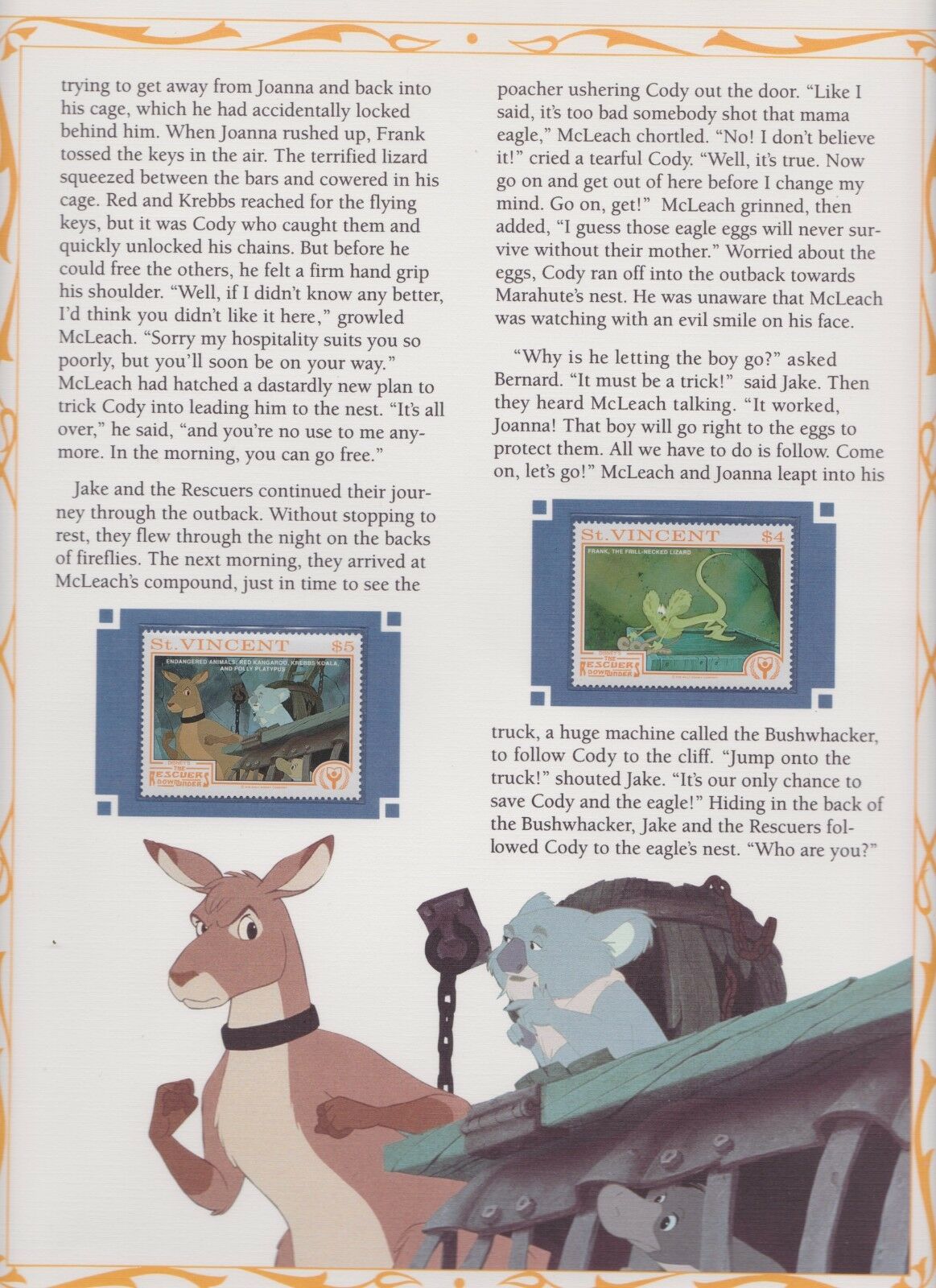 Vintage Classic Disney Movie Collectors Stamp Panels The Rescuers Down ...