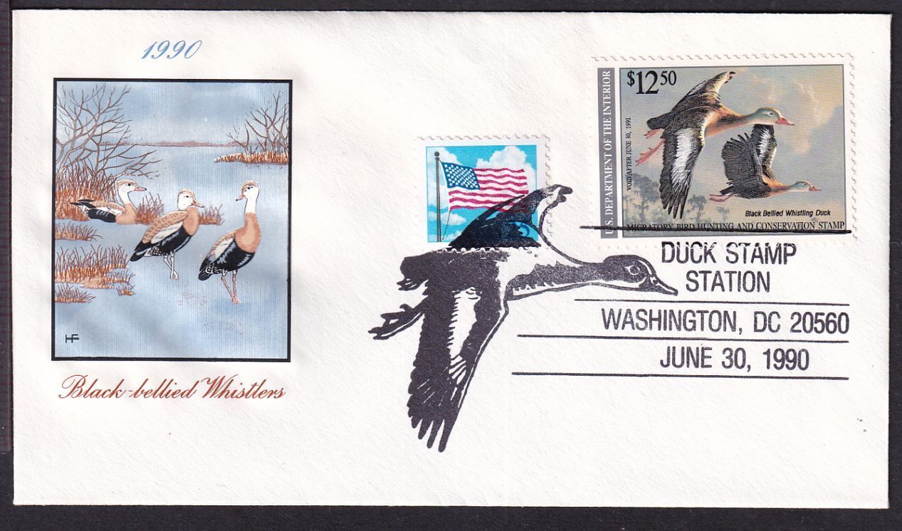 1990 Federal Duck Stamp Sc RW57 $12.50 FDC with House of Farnam cachet ...