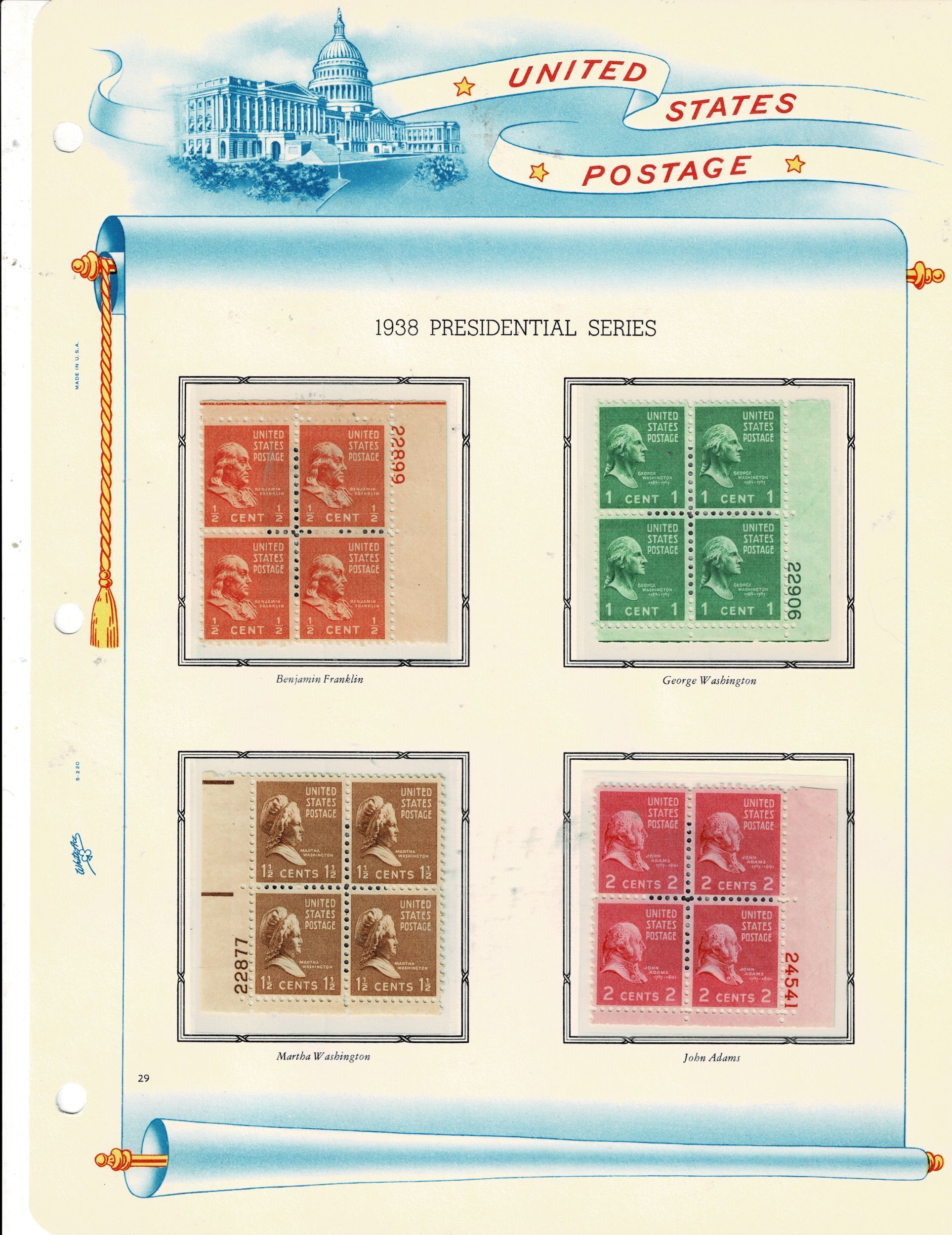 Presidential 1/2c - $5 US Postage Plate Blocks #803-34 Complete VF MNH ...