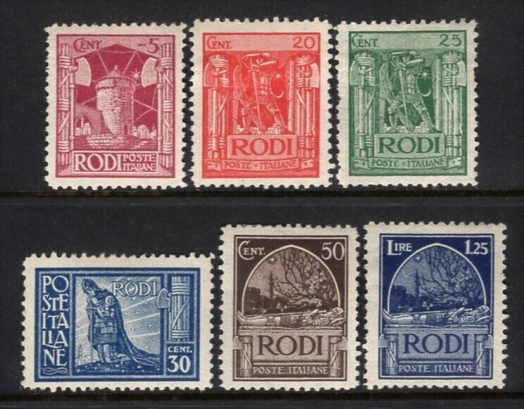 Rhodes Rodi 1929 No Imprint Perf 11, 6 Values to 1.25L Mint #15//23 CV ...