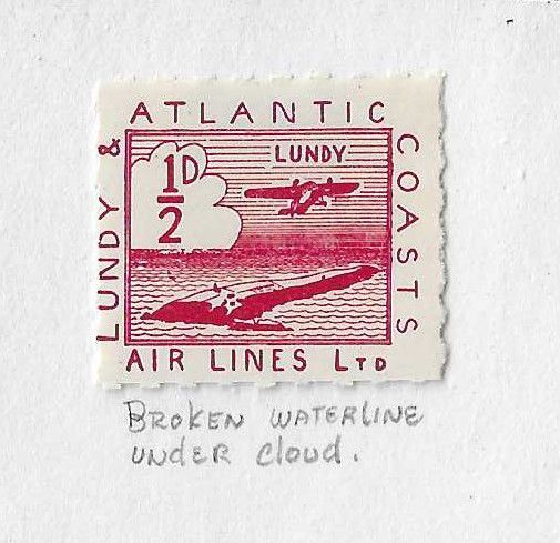 Lundy 1939 1/2p air lines issue with broken waterline under cloud ...