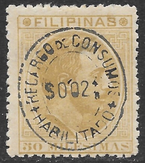 Philippines W294 MH Recargo Consumos Surcharge King Alfonso XII 1888 ...