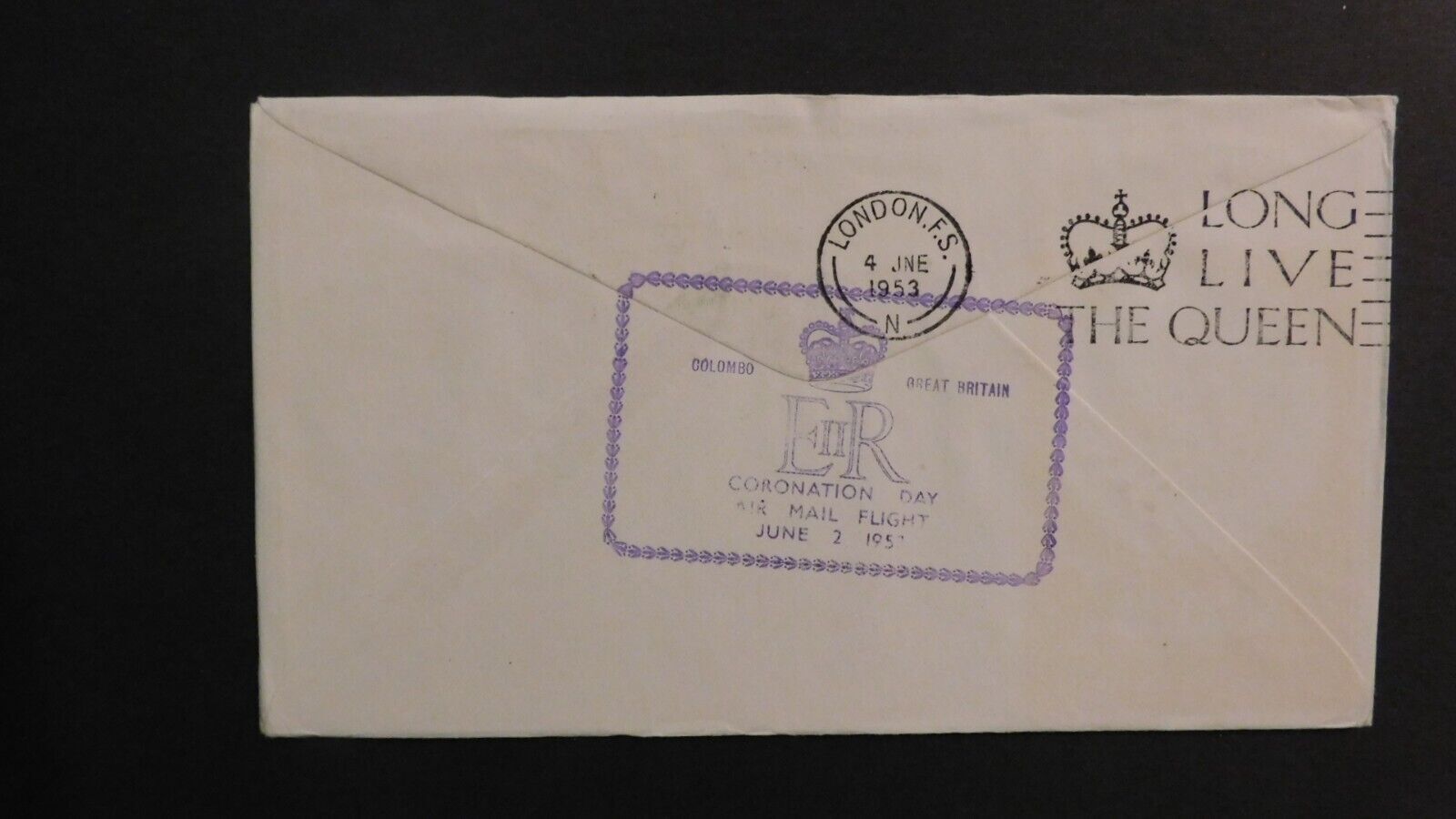 1953 Ceylon Coronation QE2 Cover Queen Elizabeth II England Qantas ...