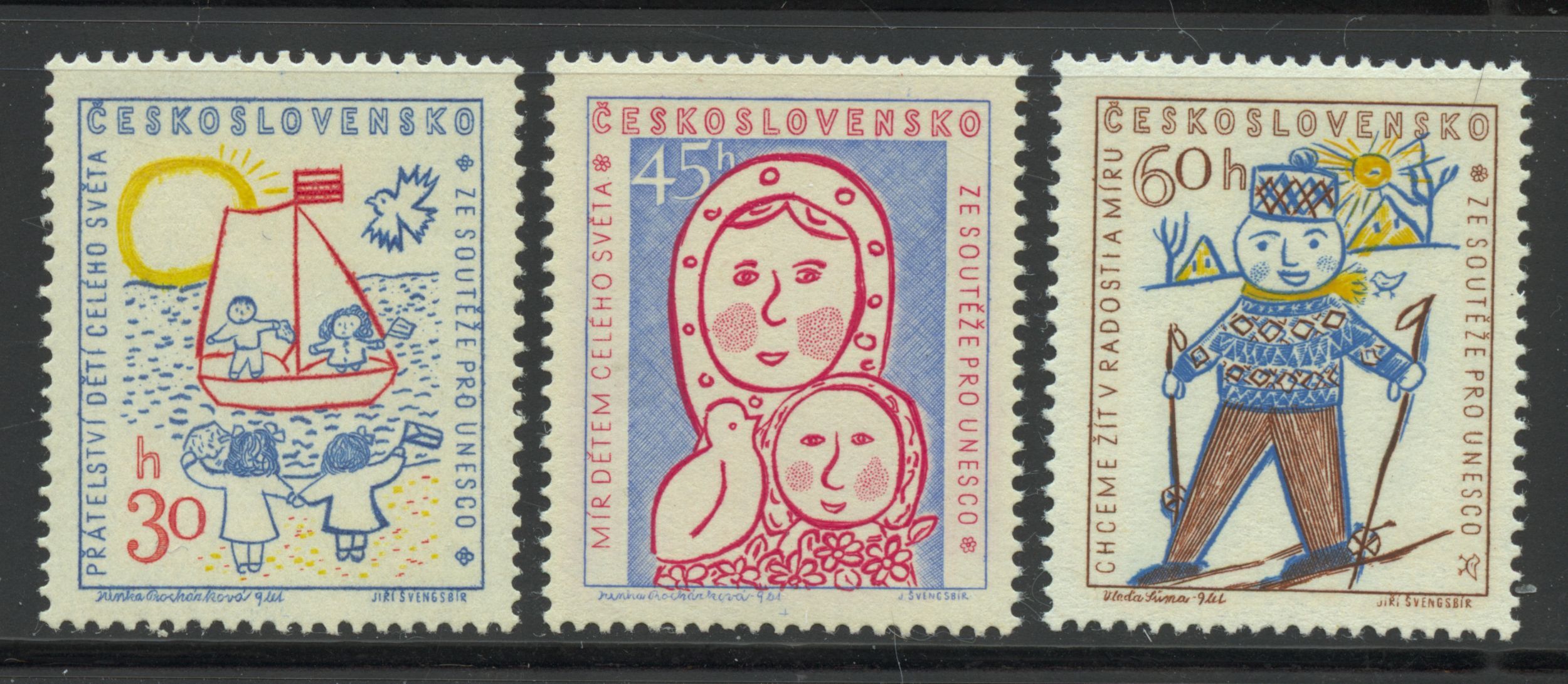 Czechoslovakia Scott 887-89 MNHOG - 1958 UNESCO Headquarters Opening ...