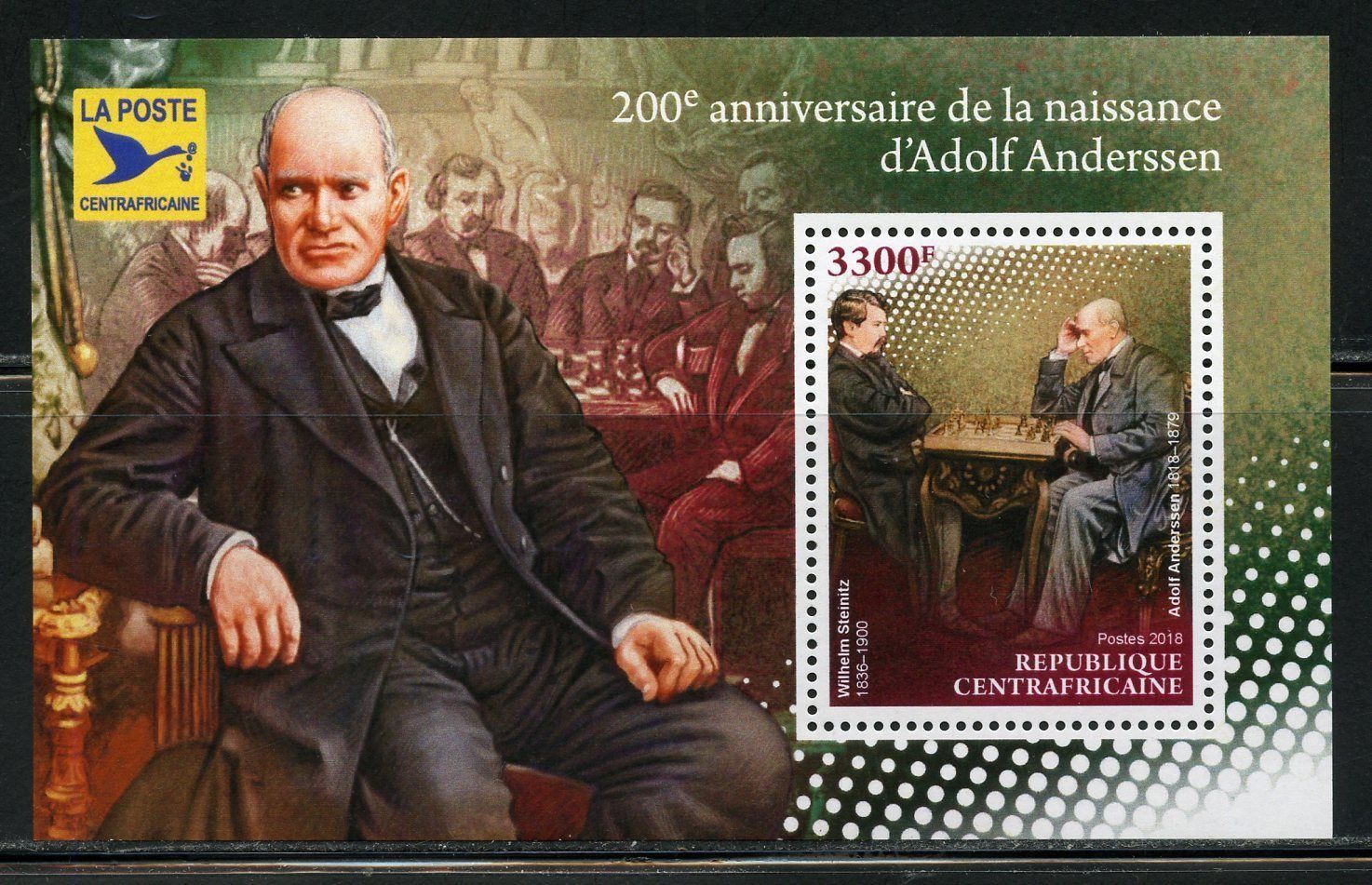Central Africa 2018 200th Birth of Adolf Anderson Souvenir Sheet II ...