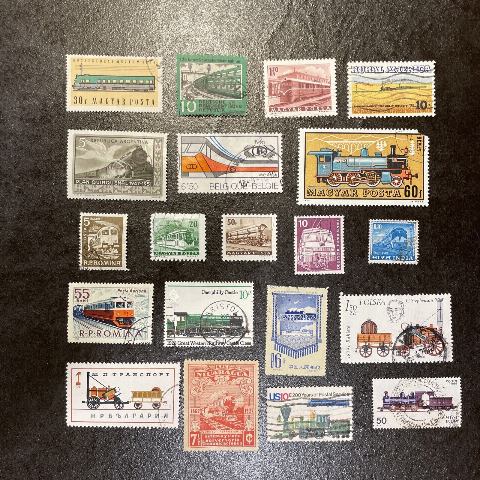Topical Stamps Trains Of The World 20 Different Wide Selection Of ...