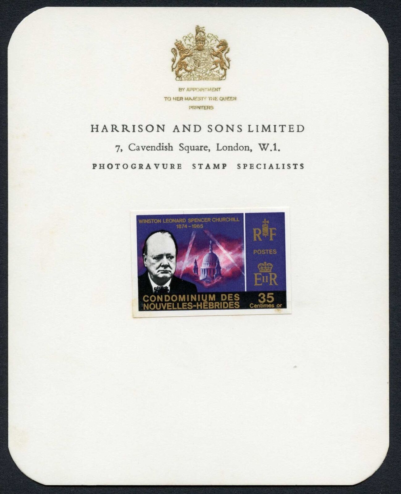 New Hebrides 1966 Churchill Unadopted 35c denomination IMPERF RARE ...