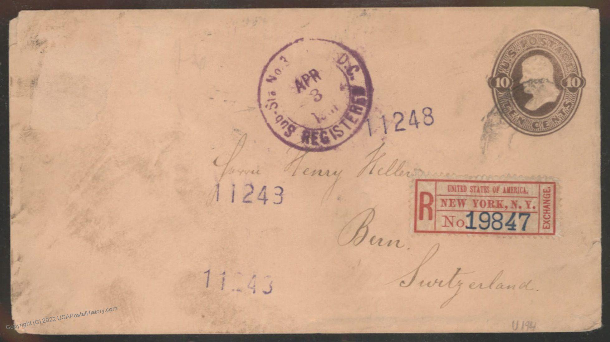USA 1901 10c Entire 8c Columbian 10c Puerto Rico Guam Cover Switzerland ...