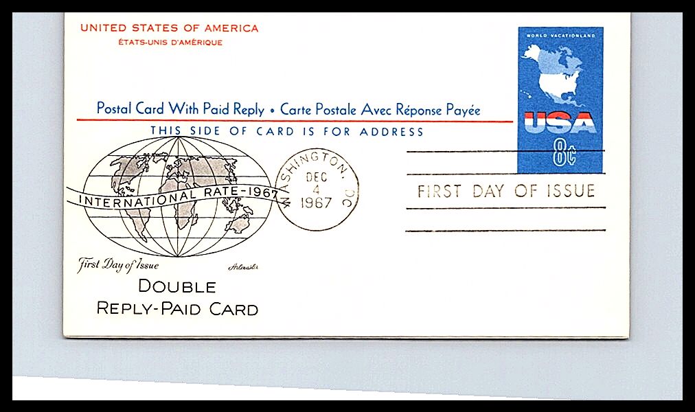#UY20 Map of the USA Postal Reply Card - Artmaster Cachet 18EV | United ...