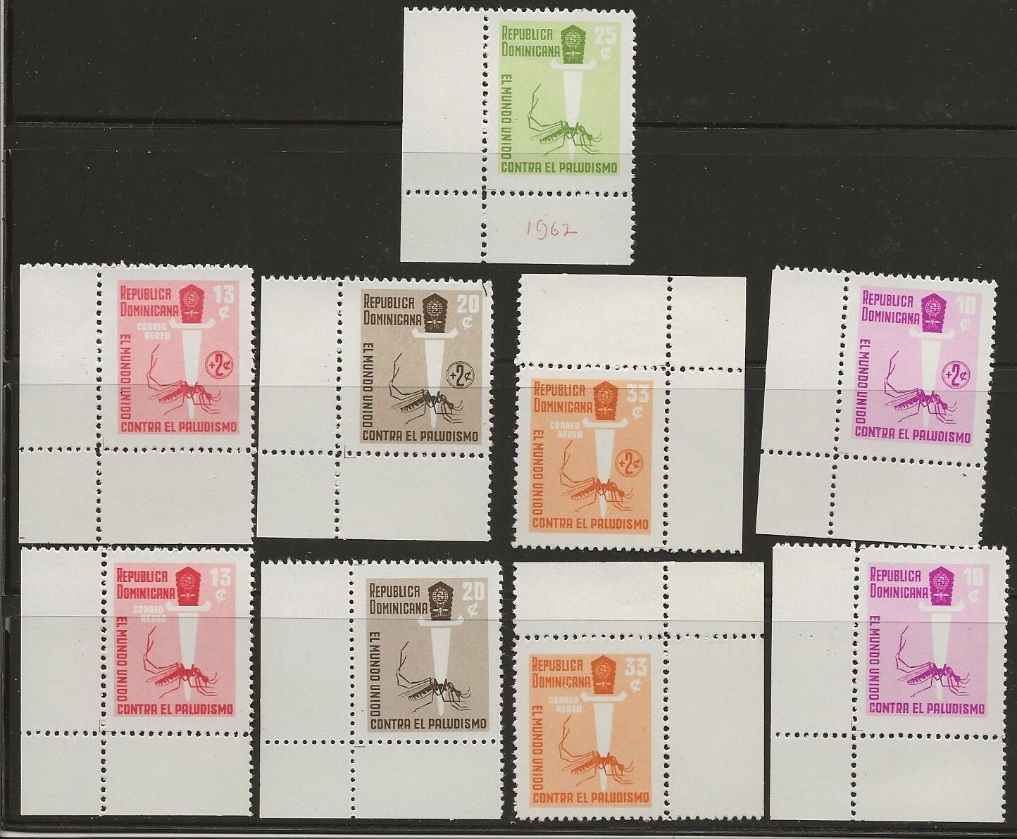 Dominican Republic SC # 558 - 60 B39 - 40 Cb24 - 5 Cb20 - 1 MH on TAB ...