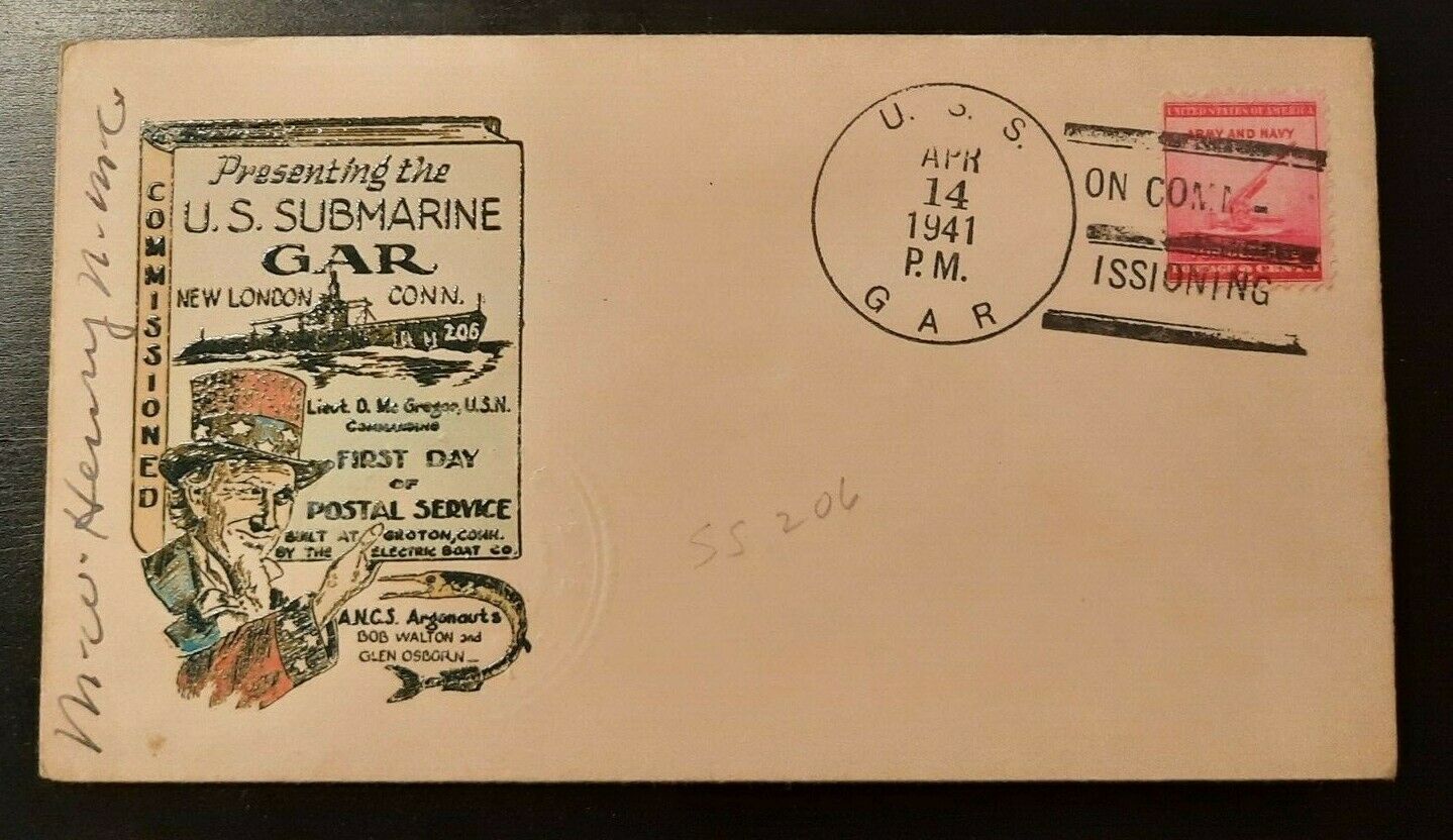 1941 US Navy Submarine USS Gar First Day Commissioned Illustrated ...
