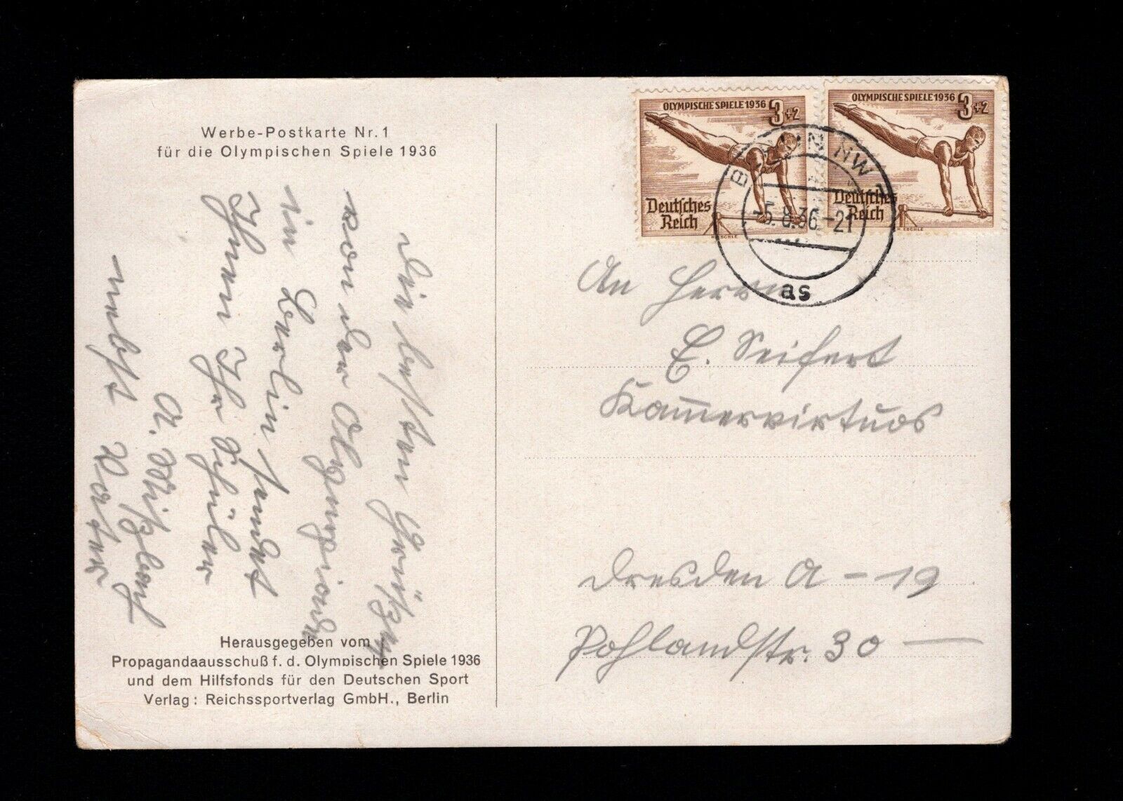 Germany Berlin 1936 Olympics Hitler Quote On Bell GymnastPr Used During ...