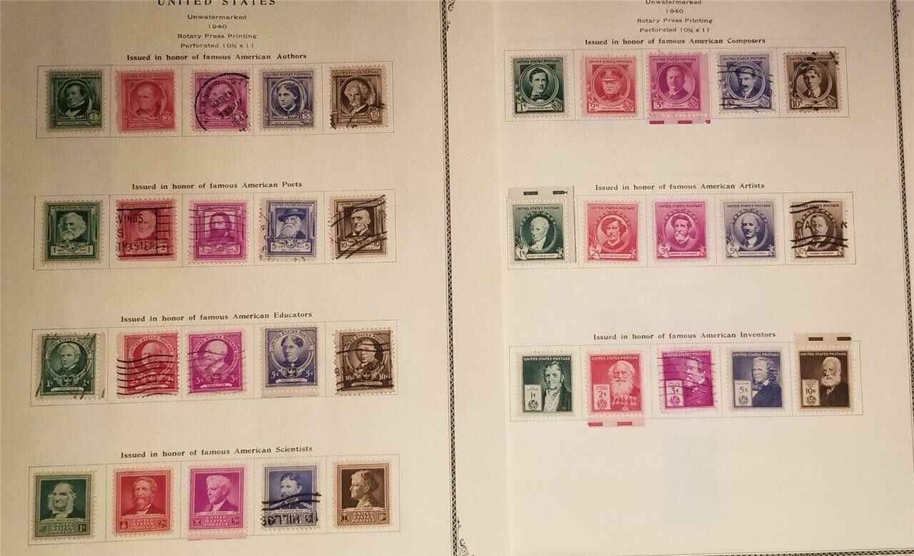 1940 Famous Americans Set Used and Unused Hinged - Scott 859-893 z4868 ...