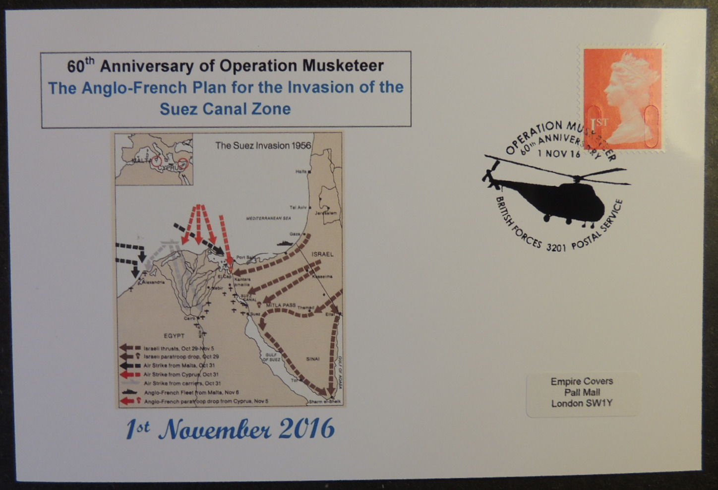 GB 2016 operation musketeer militaria helicopters aviation maps postal ...