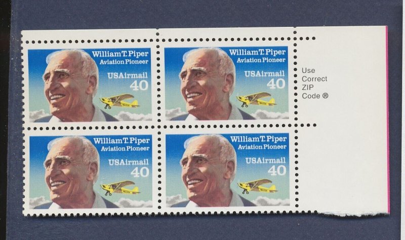 USA - Scott C132 - MNH UR ZIP block - 40 ct William T Piper - Hair ...