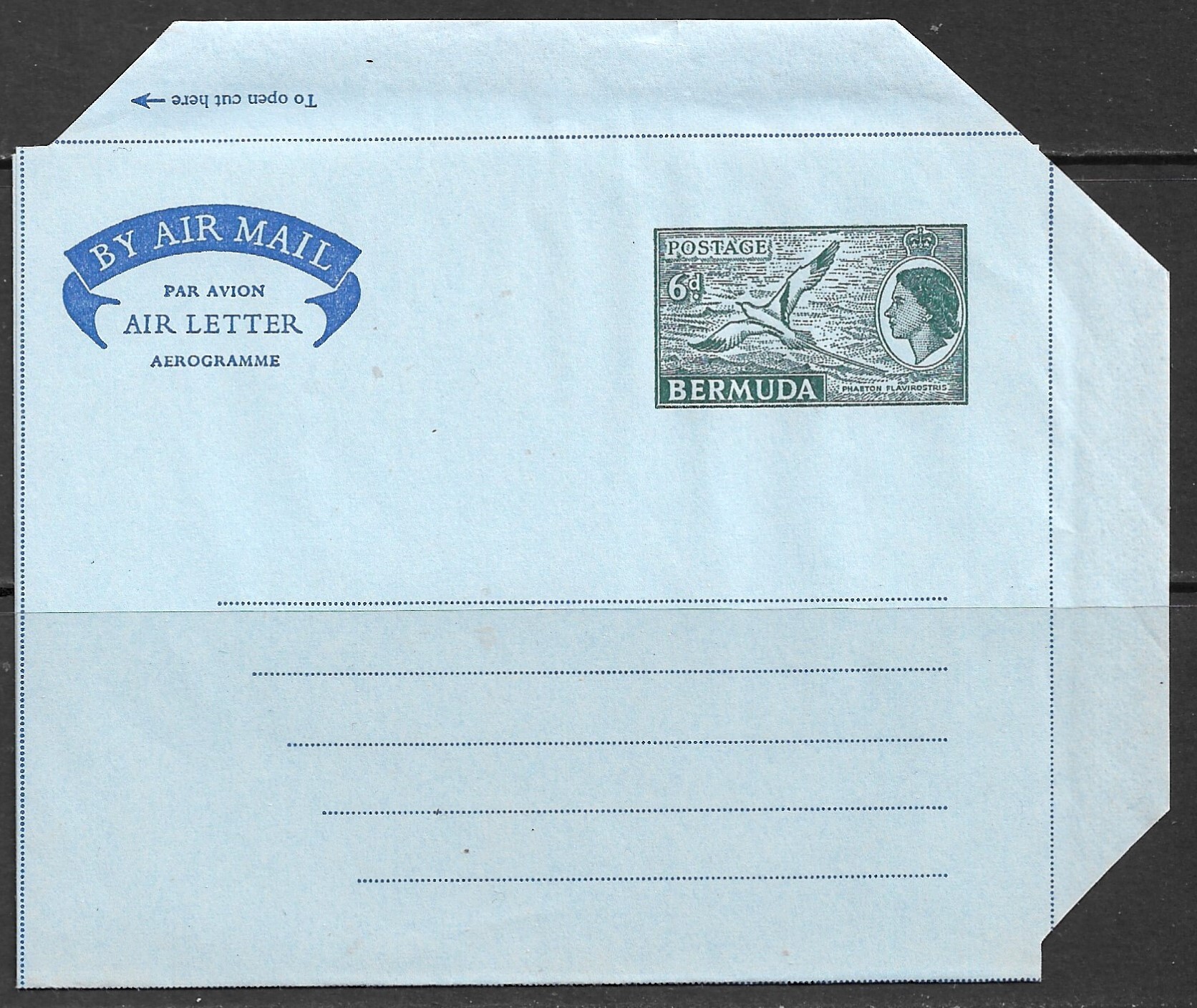 BERMUDA 1955 6d QE2 Bird in Flight Aerogramme Air letter HG FG6c Unused ...