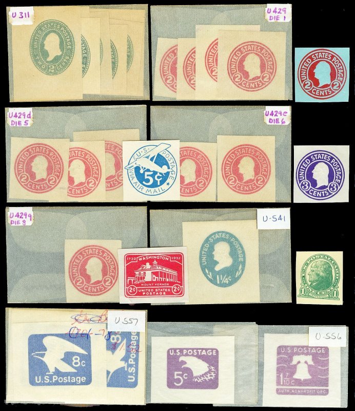 Scott U311-UC1 Accumulation of 27 Mint Cut Squares with Die Varieties ...