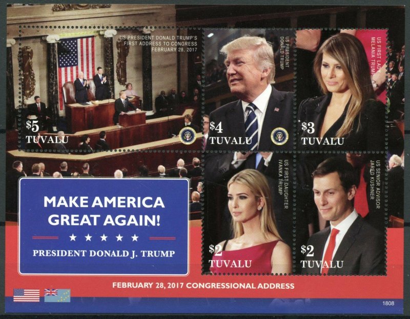 Tuvalu Donald Trump Stamps 2018 MNH US Presidents Ivanka Melania 4v M/S ...